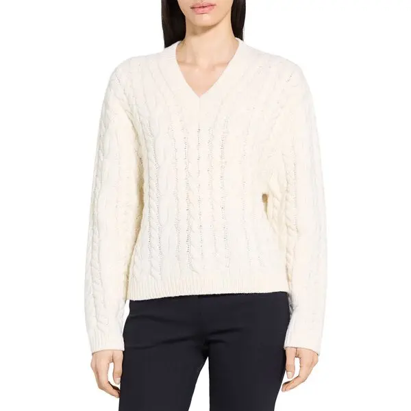 Theory Wool And Cashmere Cable Sweater