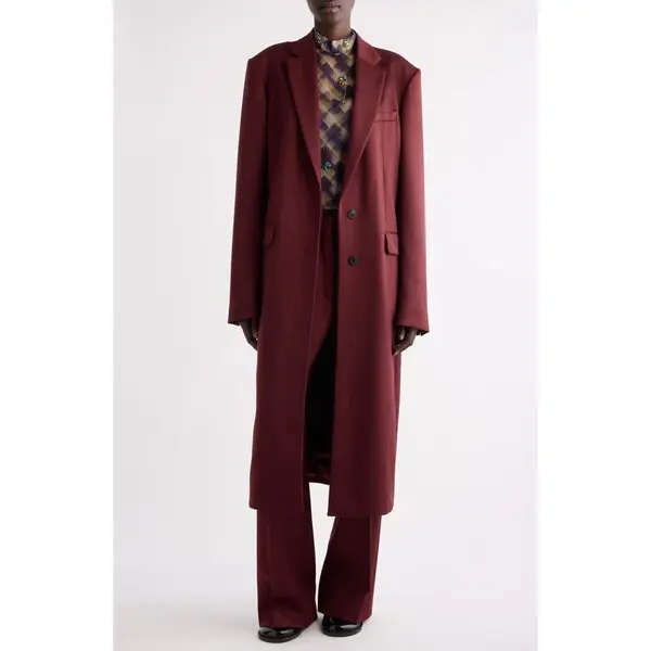 Dries Van Noten Raftan Wool Gabardine Longline Coat