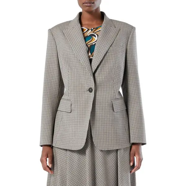 Marina Rinaldi Caliga Plaid Wool Blazer