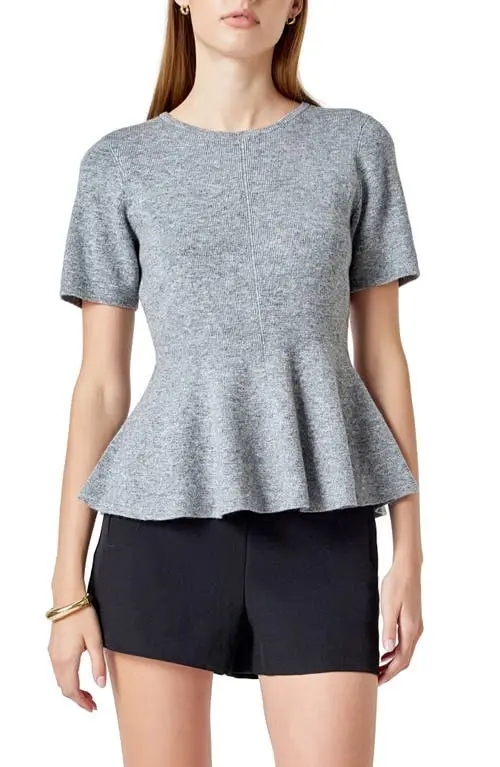 Endless Rose Short Sleeve Peplum Sweater