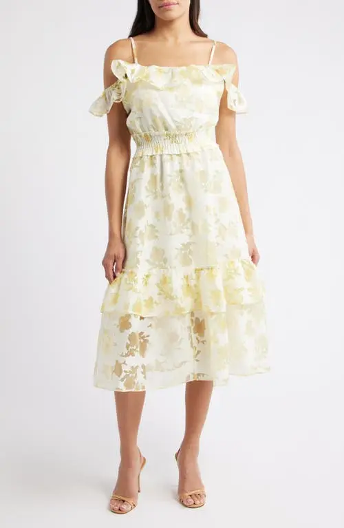 LAYERED WITH LOVE Off-the-shoulder Ruffle Midi Dress