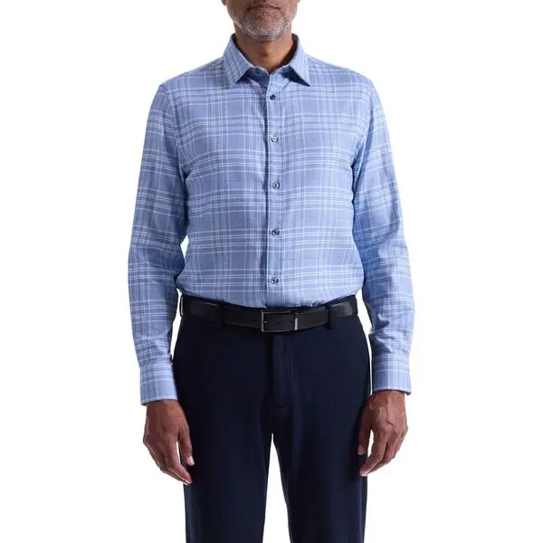 Bugatchi Karl Shaped Fit Plaid Cotton Button-up Shirt - Cobalt