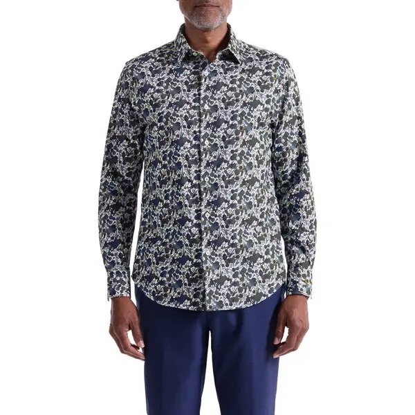 Bugatchi Julian Shaped Fit Orchestra Print Cotton Button-up Shirt
