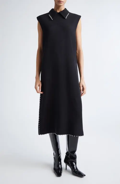 JIL SANDER Bead-embellished Virgin Wool Blend Midi Dress
