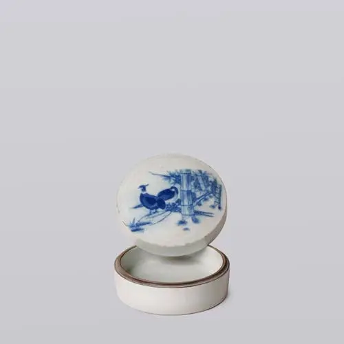 COBALT GUILD Porcelain Pheasant Pair Ink Box