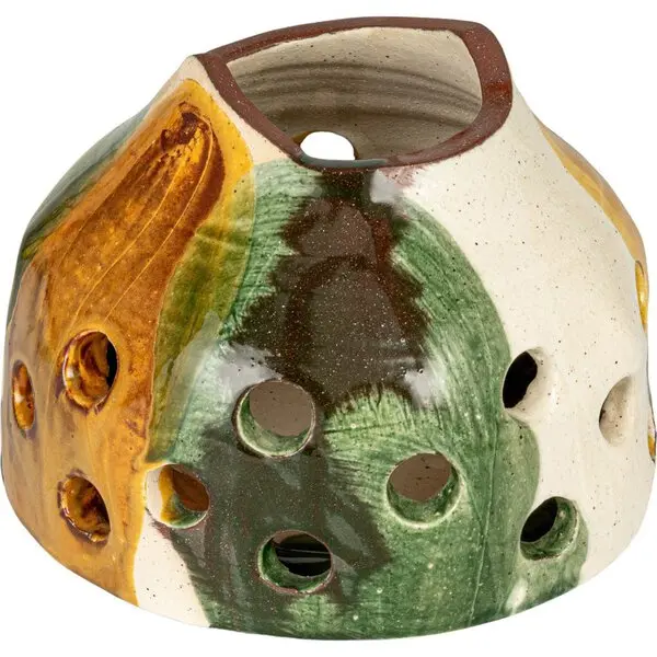 STORIED HOME Decorative Terra-cotta Vase With Circle Cut-outs