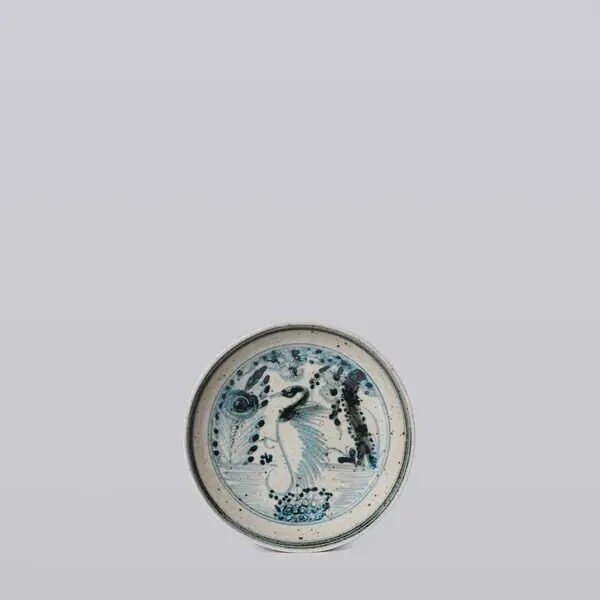 COBALT GUILD Small Porcelain Dancing Crane Dish