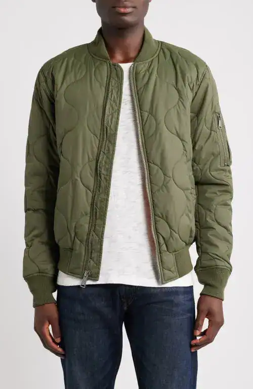 SCHOTT Dumbbell Quilted Ma-1 Ripstop Nylon Bomber Jacket - Olive