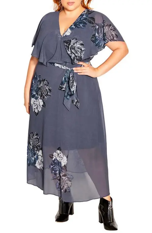 City Chic Flutter Sleeve Wrap Dress