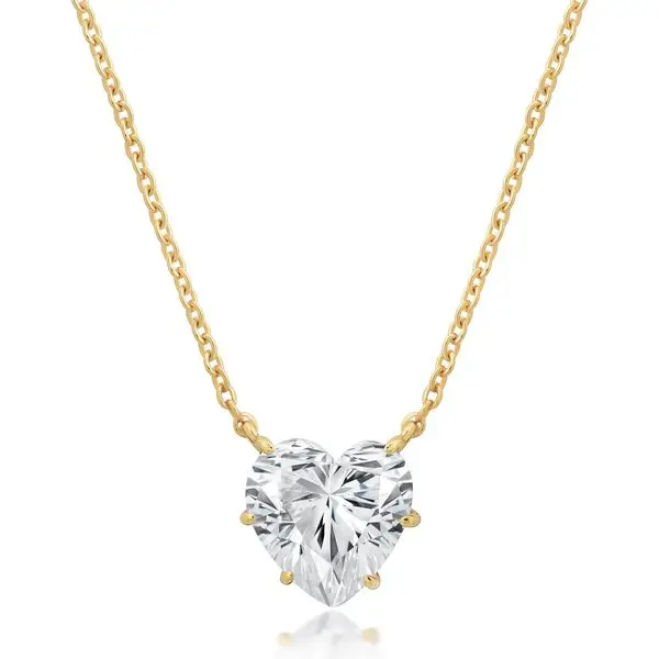 CRISLU Adore Heart Pendant Necklace - 18kyg/clear Stone
