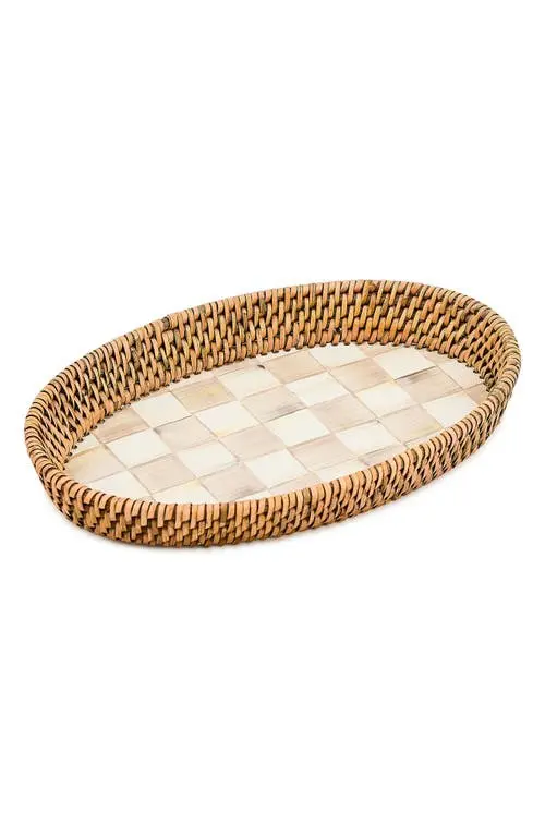 MACKENZIE-CHILDS Check Enamel & Rattan Small Tray