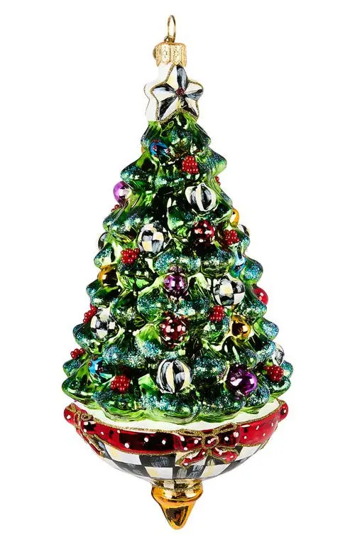MACKENZIE-CHILDS Tree Spinning Top Glass Ornament