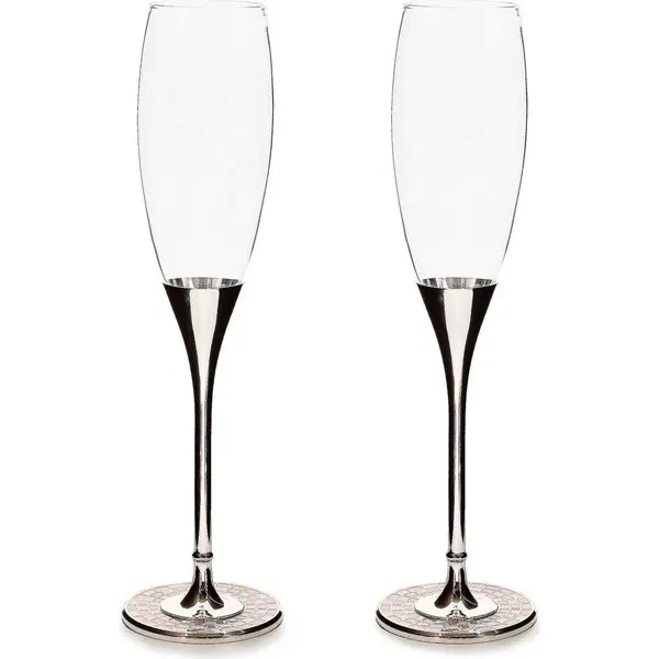 MACKENZIE-CHILDS Set Of 2 Celebrate Toasting Champagne Flutes