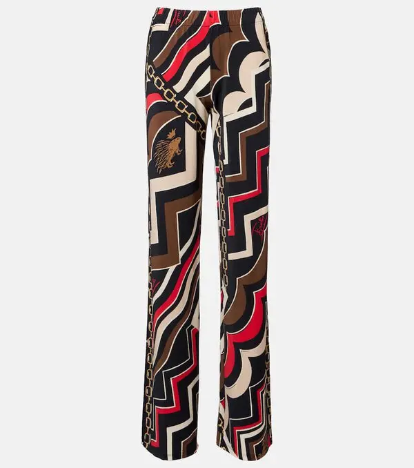 Emilio Pucci Printed Jersey Satin Straight Pants