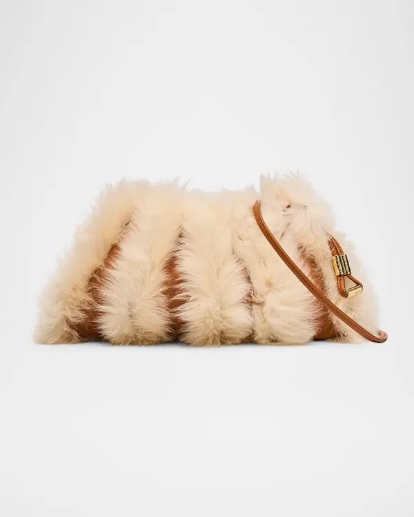 Ulla Johnson Adria Pleated Wave Shearling Crossbody Bag - Sierra
