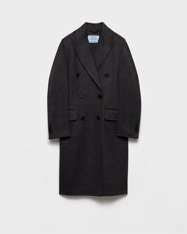 Prada Double Cashwool Double-breasted Coat - Slate Gray