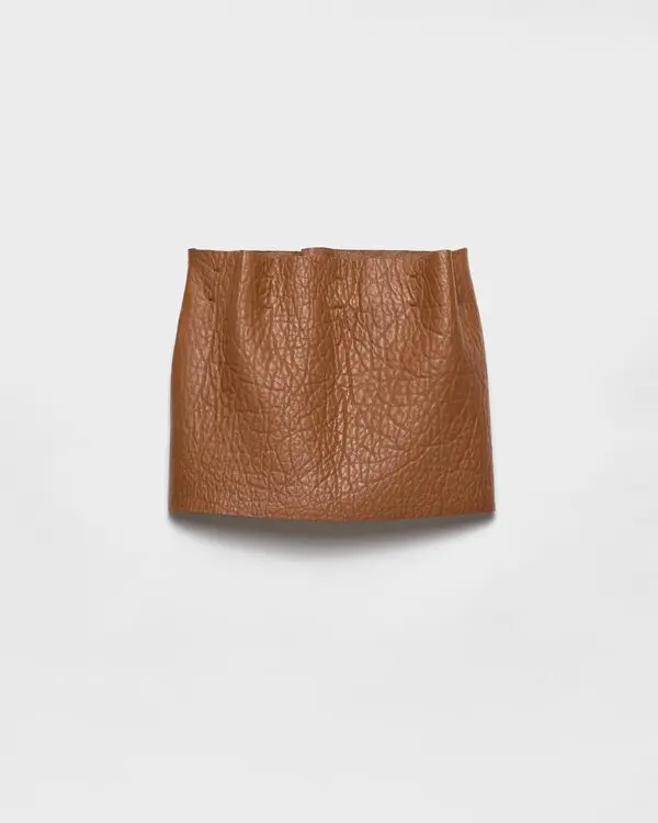 Prada Nappa Leather Mini Skirt - Cognac