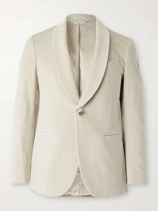 Boglioli Slim-fit Shawl-collar Cotton-blend Velvet Tuxedo Jacket - Ivory