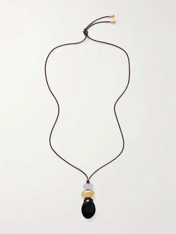 LIZZIE FORTUNATO Museo Gold-plated And Stone Necklace - Brown