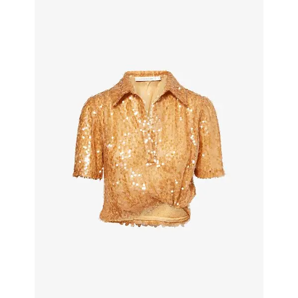 Christopher Esber Illuminate Sequin Woven Polo Shirt