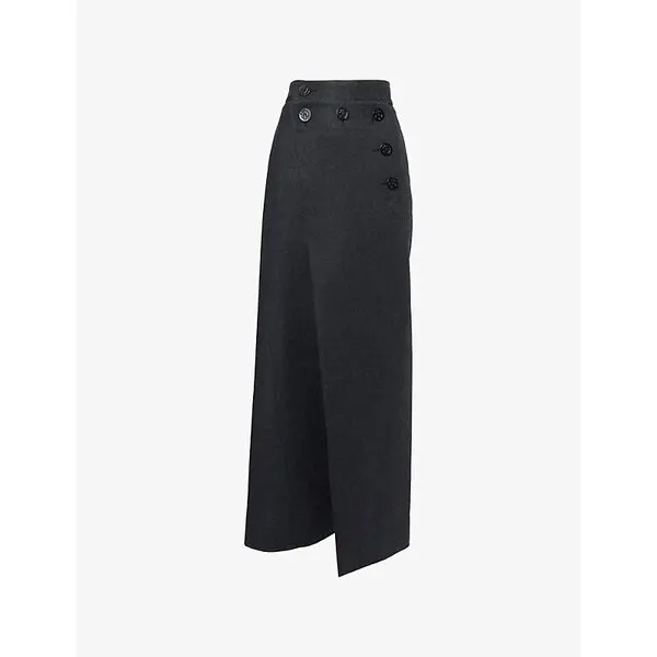 Sacai Melton Buttoned Wool Maxi Skirt
