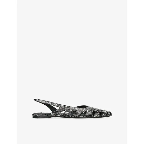 AZZEDINE ALAIA Snakeskin-embossed Slingback Flats