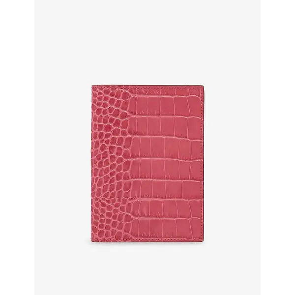 Smythson Mara Croc-embossed Leather Passport Cover