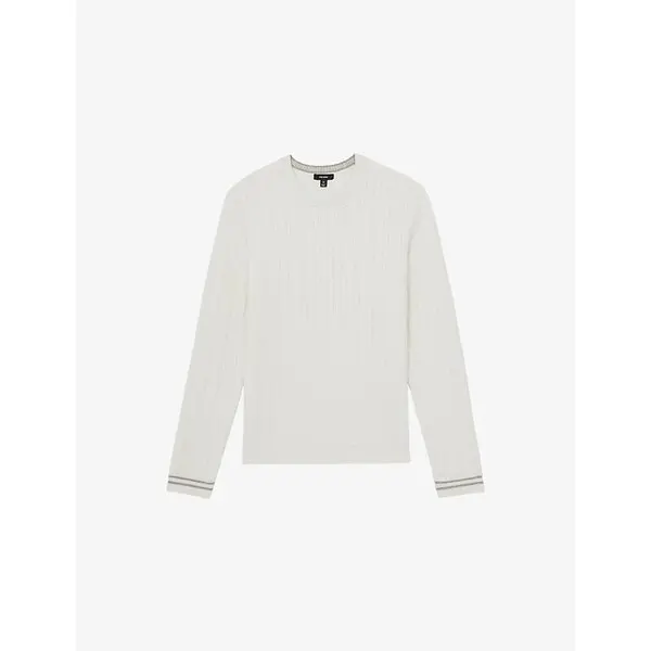 REISS Luca Cable-knit Jumper - White