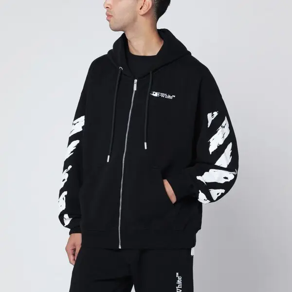 Off-White Zip-up Hoodie With Logo Print