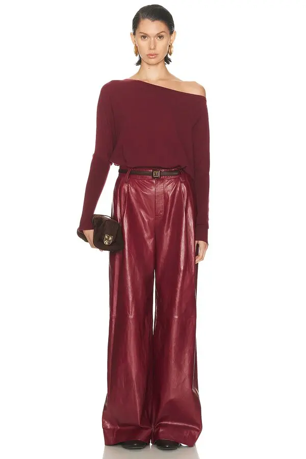 Simkhai Lavina Draped Off Shoulder Sweater - Cranberry