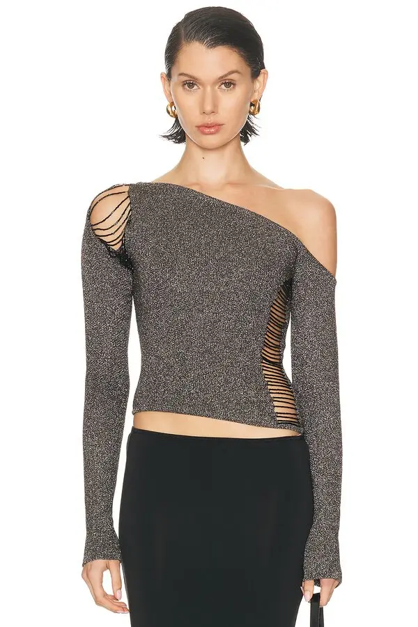 MAY MASHIAH Annie Metallic Knit Top