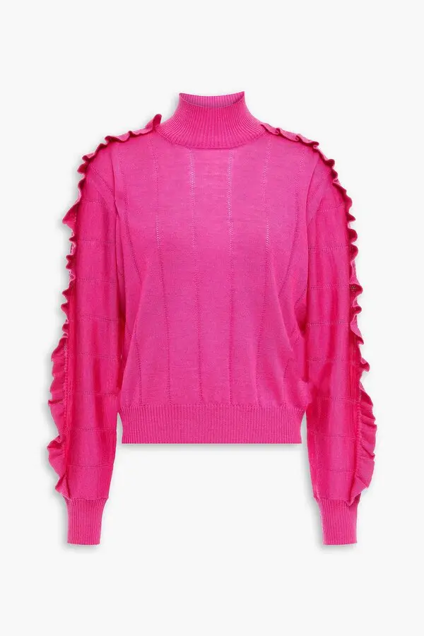 Kenzo Ruffled Wool And Silkblend Turtleneck Sweater