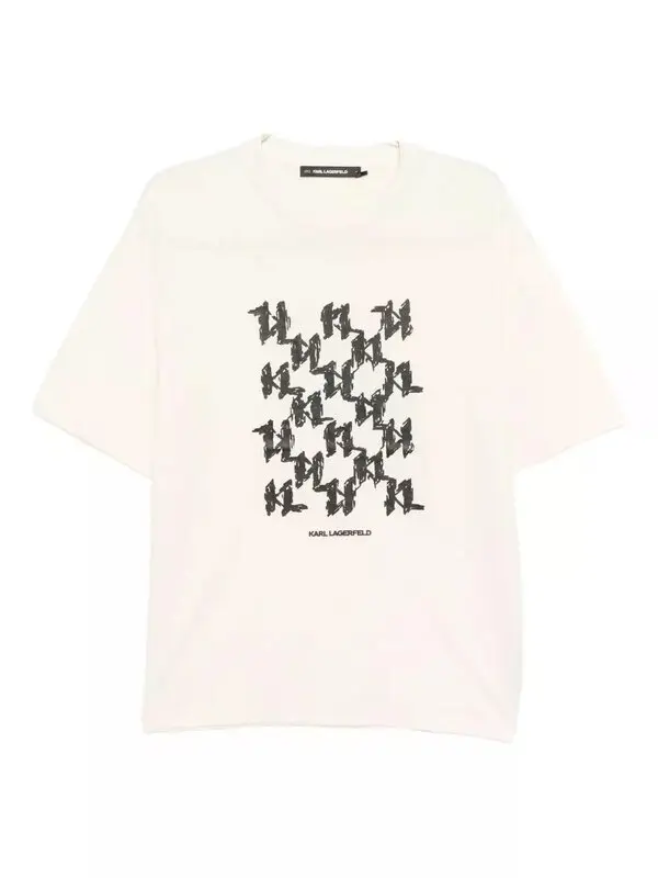 Karl Lagerfeld Monogram-embossed T-shirt - Neutrals