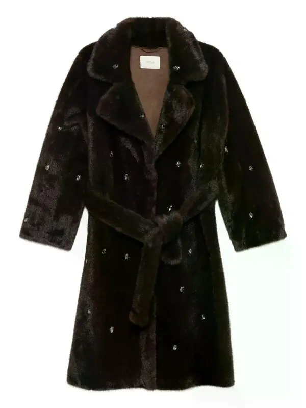 VICOLO Rhinestone-embellished Belted Coat