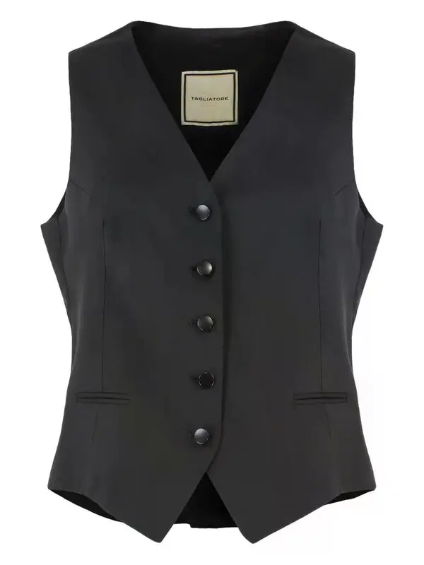Tagliatore V-neck Waistcoat - Black