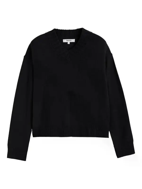Chinti & Parker Ribbed V-neck Sweater - Black