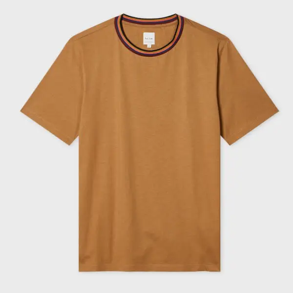 Paul Smith Tan 'artist Stripe' Collar T-shirt - Brown
