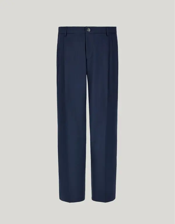 Canali Teal Bi-stretch Wool Chinos With Two Darts