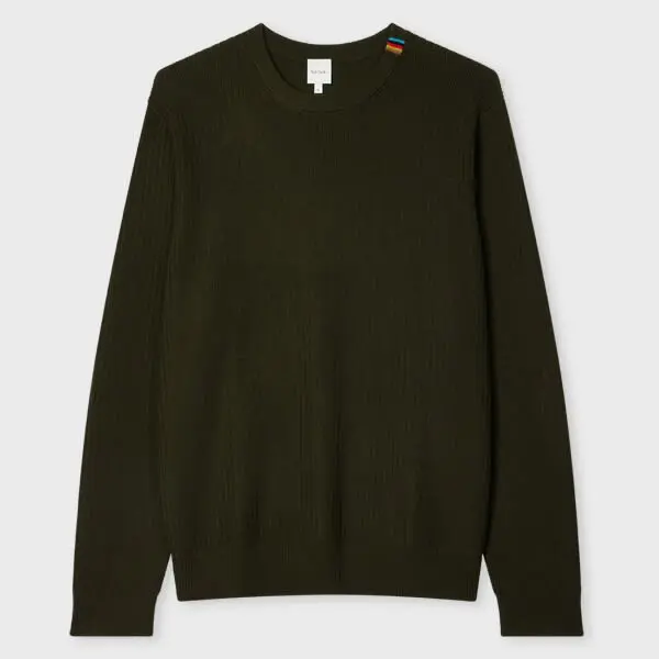 Paul Smith Merino Wool Crew Neck Sweater With Striped Detail