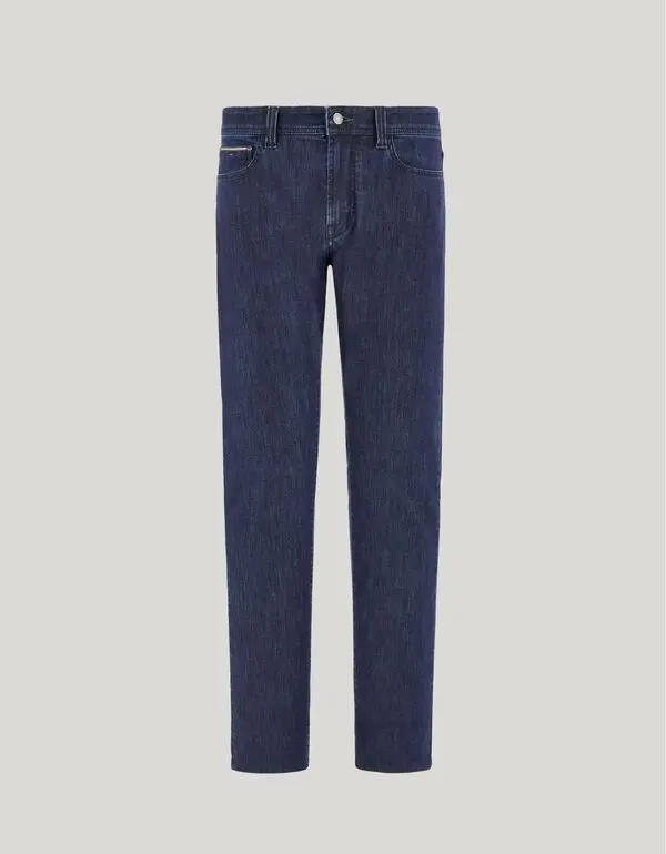 Canali Regular Fit Five-pocket Denim Pants - Blue
