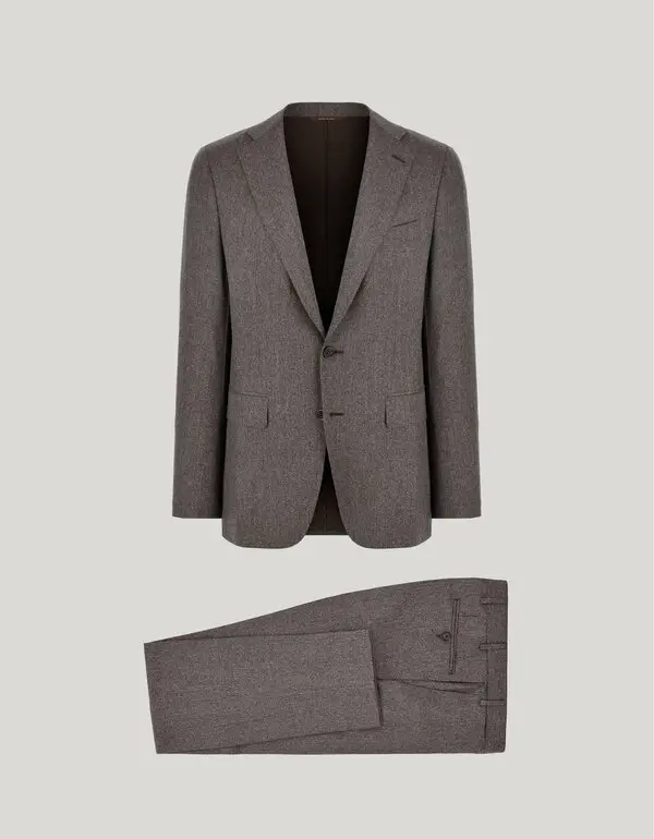 Canali Taupe Pure Wool Suit Impeccabile