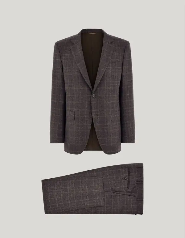 Canali And Blue Regular Fit Pure Wool Suit - Brown