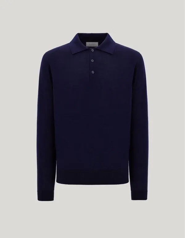 Canali Nuvola Seamless Navy Polo In Extra-fine Merino Wool