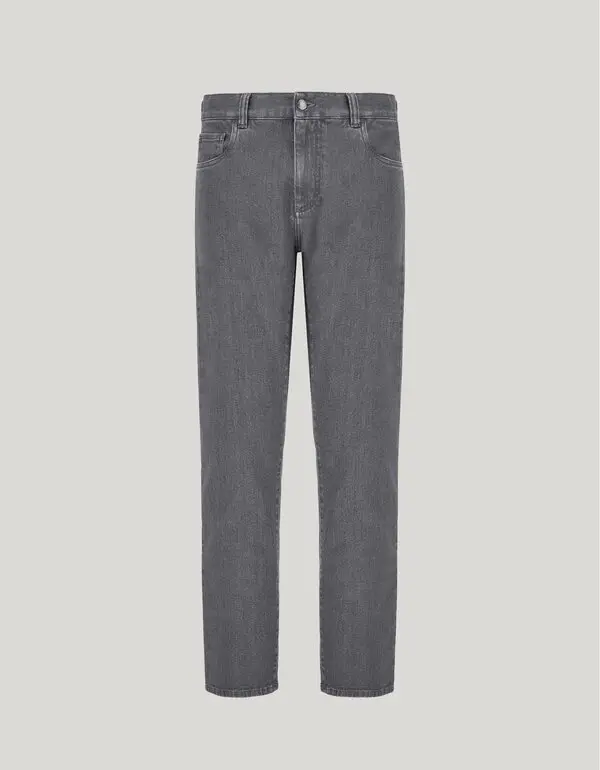 Canali Regular Fit Five-pocket Denim Pants - Grey