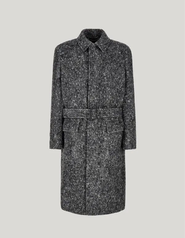 Canali Baby Alpaca And Wool Blend Coat With Belt