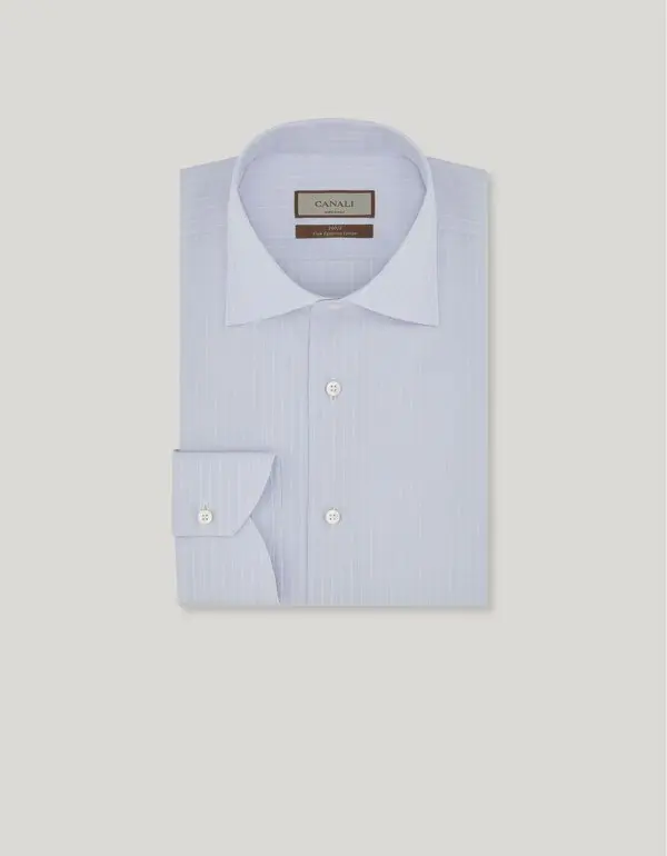 Canali And White Cotton Shirt With Mother-of-pearl Buttons