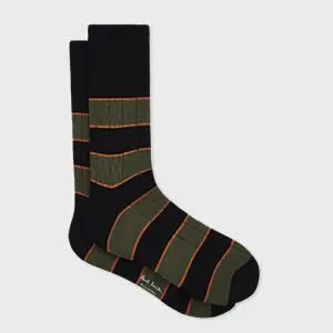 Paul Smith And Khaki Cotton-blend Rib Socks