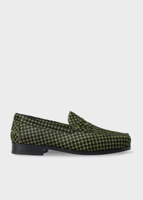 Paul Smith Houndstooth Pony Skin Lido Loafers - Green