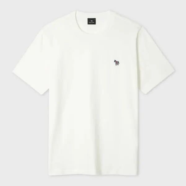 Paul Smith Ecru Organic Cotton Zebra Logo T-shirt - White