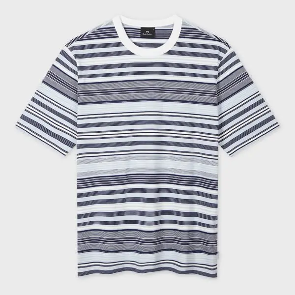 Paul Smith Navy And Stripe Organic-cotton T-shirt